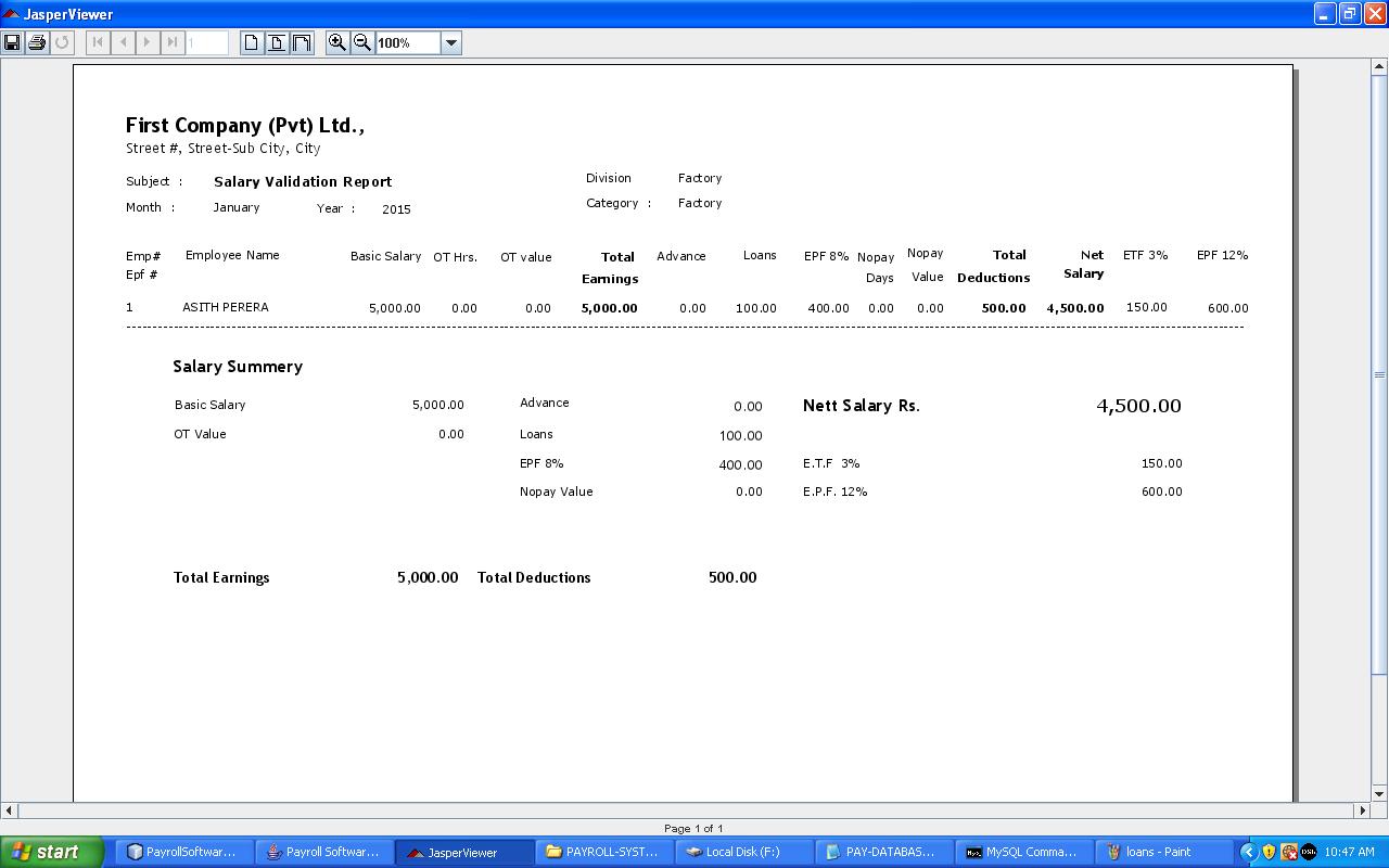 Finger Print : Payroll Software System